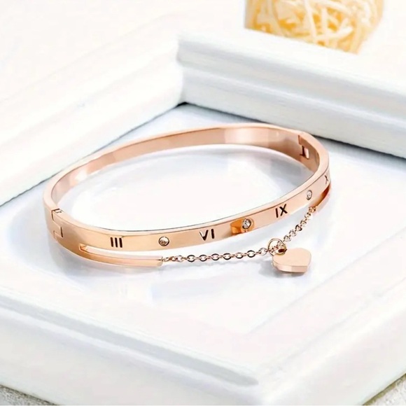 Jewelry | Rose Gold Roman Numeral Bangle | Poshmark